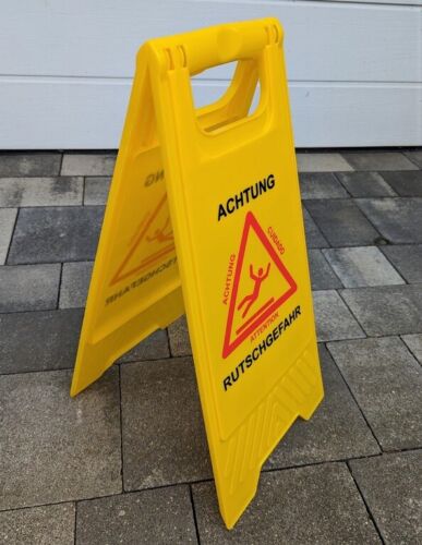 Warnschild ACHTUNG RUTSCHGEFAHR klappbar Schild Aufsteller Gelb Warnau ...