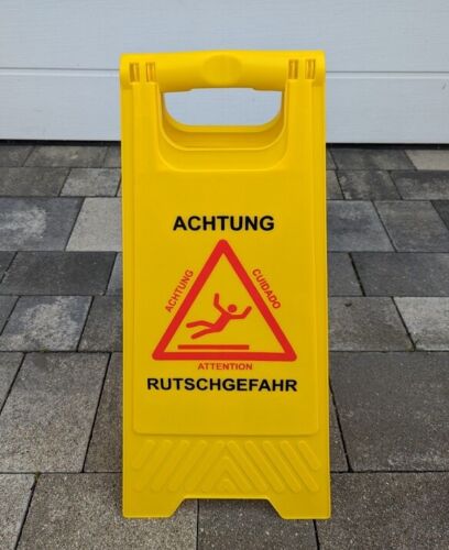 Warnschild ACHTUNG RUTSCHGEFAHR klappbar Schild Aufsteller Gelb Warnau ...