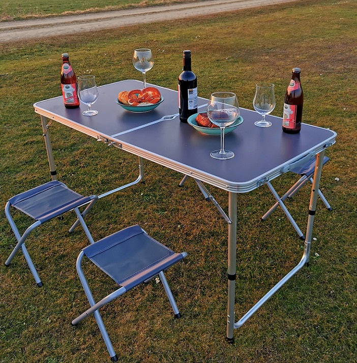 Klappbarer Campingtisch CAMPIXX mit 4 Hockern klappbar Tisch Klapptisc ...